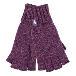 Heat Holders Solide gestrickte fingerlose Damenhandschuhe | W&Auml;RMEHALTER | Lila Twist