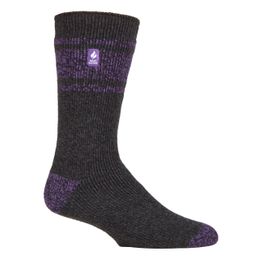 Heat Holders W&auml;rmehalter - Herren extra dicke Thermosocken f&uuml;r den Winter | Warme flauschige Fleece isolierte Socken | Geschenke f&uuml;r M&auml;nner - Charcoal / Lila (Athen)