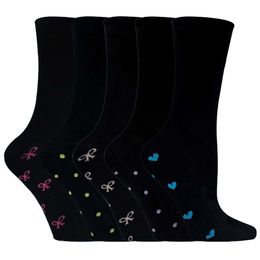 Niedliche Damen-/Damensocken mit hohem Baumwollanteil und Schleifen und Herzen in Schwarz