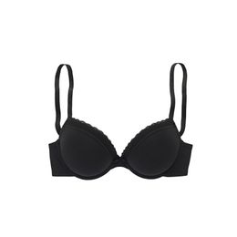 Push-up-BH Vivance, Damen, Gr. 75, Cup C, schwarz, Trikot, Obermaterial: 69% Baumwolle, 16% Polyester, 9% Polyamid, 6% Elasthan, Basic, BHs Push-up-BH, mit B&uuml;gel aus weicher Baumwollqualit&auml;t