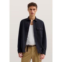 Langarmhemd Bugatti "Regular Fit", Herren, Gr. L, Normalgr&ouml;&szlig;en, 390, marine, Canvas, 100% Baumwolle, unifarben, regular fit, Hemden, im Overshirt-Style