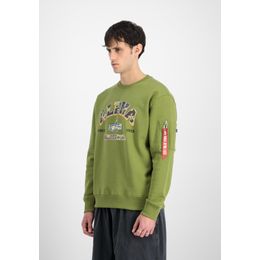 Sweater Alpha Industries "College Camo Sweatshirt", Herren, Gr. M, gr&uuml;n (moss gr&uuml;n), Obermaterial: 80% Baumwolle, 20% Polyester, regular fit, Sweatshirts Sweater