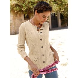 WITT Damen Strickjacke mit Trachtenkn&ouml;pfen, sand, Gr&ouml;&szlig;e 46