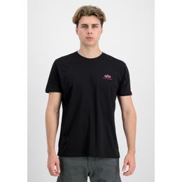 T-Shirt Alpha Industries "Basic T-Shirt SL", Herren, Gr. L, rot (schwarz, magenta), Obermaterial: 100% Baumwolle, Shirts T-Shirt