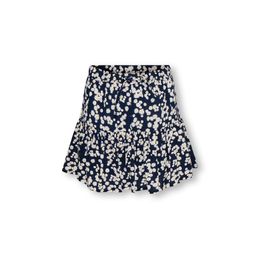 Volantrock KIDS Only "KOGZALINA LIFE SKORTS PTM", M&auml;dchen, Gr. 140, navy blazer, Web, Obermaterial: 100% Viskose, bedruckt, gebl&uuml;mt, regular fit kniefrei, R&ouml;cke Volantrock, im sommerlichen Alloverprint