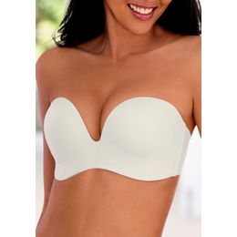 Multiway-BH Lascana, Damen, Gr. 85, Cup B, beige (creme), Microtouch, Obermaterial: 68% Polyamid, 20% Polyester, 12% Elasthan, Basic, BHs, mit 3 Tragevarianten, integrierter St&uuml;tzfunktion, Push-up-Kissen