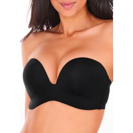 Multiway-BH Lascana, Damen, Gr. 70, Cup E, schwarz, Microtouch, Obermaterial: 68% Polyamid, 20% Polyester, 12% Elasthan, Basic, BHs, mit 3 Tragevarianten, integrierter St&uuml;tzfunktion, Push-up-Kissen