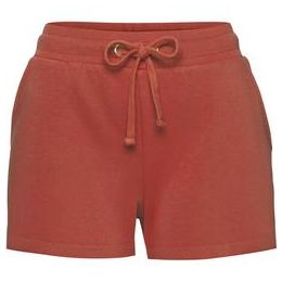 Sweatshorts Lascana, Damen, Gr. 48/50, N-Gr, rot (rotbraun), Obermaterial: 60% Baumwolle, 40% Polyester, unifarben, bequem kurz, Hosen Sweatshorts, Lounge-/Relaxshorts mit Bindeband, Loungewear