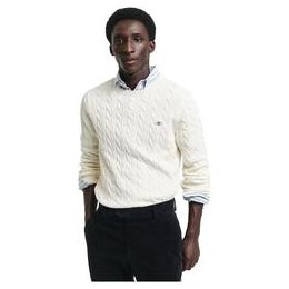 Sweater Gant "Strickpullover COTTON CABLE C-NECK", Herren, Gr. 5XL, wei&szlig; (cream), Obermaterial: 100% Baumwolle CO., Sweatshirts Sweater