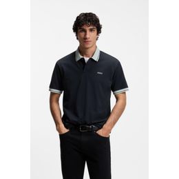 Poloshirt BOSS Orange, Herren, Gr. L, dunkelblau404, Jersey, Obermaterial: 100% Baumwolle, unifarben, relaxed fit normal, Rundhals, B&uuml;ndchen kontrastfarben, Shirts, Relaxed Fit, reine Baumwolle, kontrastfarbiger Kragen und Armabschluss