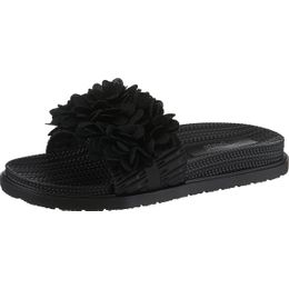 Siebi&acute;s Damen Badepantolette mit Applikation schwarz Gr&ouml;&szlig;e 40