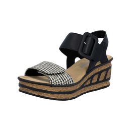 Keilsandalette Rieker "Rieker Sandalen Textil", Damen, Gr. 36, schwarz, beige, Textil, Schuhe