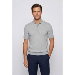 Kurzarmpullover BOSS "Nolano", Herren, Gr. XL, open grau072, Strick, Obermaterial: 100% Schurwolle, unifarben, regular fit h&uuml;ftbedeckend, Rippb&uuml;ndchen, Pullover, aus Schurwolle, Polokragen