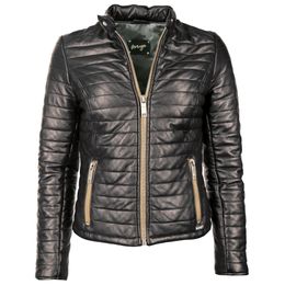 Maze Lederjacke mit Raffungen 'Sota' Damen Gr&ouml;&szlig;e XS gold / schwarz Sommerjacke
