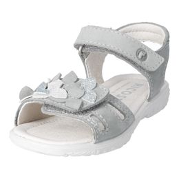 Ricosta M&auml;dchen Sandale "Mirella", Gr. 28grau kombiniert, Nubukleder, gebl&uuml;mt, Schuhe, Klettschuh mit Verzierung, Gr&ouml;&szlig;enschablone zum Download