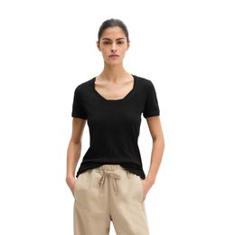 Marc O'Polo T-Shirt MARC O'POLO "aus reiner Baumwolle", Damen, Gr. L, schwarz, Obermaterial: 100% Baumwolle, unifarben, Basic, regular fit, tiefer Rundhals, normaler Saum, Shirts T-Shirt