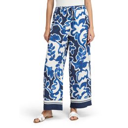 BETTY & CO Schlupfhose BETTY & CO "Damen mit Print", Damen, Gr. 36, Normalgr&ouml;&szlig;en, wei&szlig;, dunkelblau, Obermaterial: 85% Viskose, 15% Polyamid, figurumspielend lang, Hosen Schlupfhose