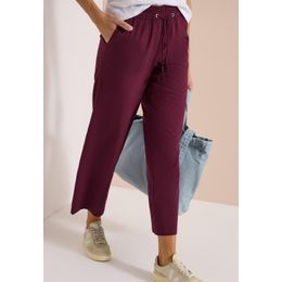 Culotte Cecil, Damen, Gr. L, L&auml;nge 28, sweet grape rot, Web, 75% Baumwolle, 25% Modal, unifarben, loose fit kn&ouml;chelfrei, Hosen Culotte, aus Seersucker-Material