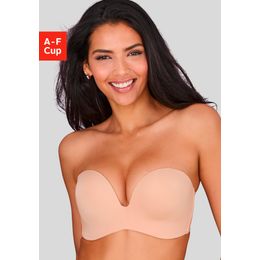 Multiway-BH Lascana, Damen, Gr. 70, Cup A, braun (toffee), Microtouch, Obermaterial: 68% Polyamid, 20% Polyester, 12% Elasthan, Basic, BHs, mit 3 Tragevarianten, integrierter St&uuml;tzfunktion, Push-up-Kissen