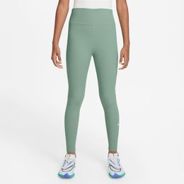 Leggings Nike "G NK DF ONE TGHT", M&auml;dchen, Gr. L, N-Gr, steam, wei&szlig;, Obermaterial: 80% Polyester, 20% Elasthan, Hosen Leggings, weiches und elastisches Material, schwei&szlig;ableitende Technologie