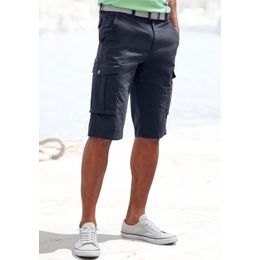 Cargobermudas John Devin "aus elastischer Baumwollmischung", Herren, Gr. 32, N-Gr, navy, Web, Obermaterial: 98% Baumwolle, 2% Elasthan, unifarben, bequem kniebedeckend, Hosen, mit Seitentaschen, 3/4 Shorts