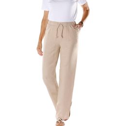 Damen Schlupfhose mit Bindeband beige, Gr&ouml;&szlig;e 44