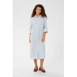 Hemdblusenkleid Saint Tropez "ZalindaSZ Shirt Dress", Damen, Gr. L, N-Gr, skyway ice stripe, Web, Obermaterial: 100% Baumwolle, gestreift, ca. Mitte Wade, mit Aufschlag, Kleider