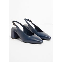 bonprix Slingpumps aus Leder, blau, Gr.36, Eleganter Sling Pumps aus Leder, aus Nappaleder