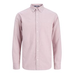Jack & Jones Langarmhemd JACK & JONES "JPRBLUHARVEY OXFORD L/S SHIRT SN", Herren, Gr. L, N-Gr, ash rose fit:regular fit, Web, Obermaterial: 100% Baumwolle, gestreift, regular fit normal, ohne Ausschnitt, 2-Knopf-Manschette, Hemden, Baumwolle, regular fit