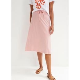 bonprix Jersey-Rock mit Streifen knieumspielend, rosa, Gr.48/50 (XL), Knieumspielender Rock mit asymmetrischen Streifen, 95% Baumwolle (organic)