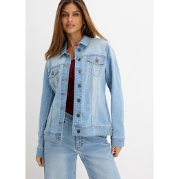 bonprix Stretch-Jeansjacke Basic, blau, Gr.42, Figurbetonte Stretch-Jeansjacke, Basic, 82% Baumwolle