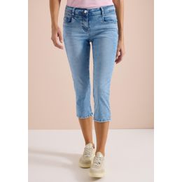 Slim-fit-Jeans Cecil "Style Scarlett", Damen, Gr. 28, N-Gr, light blau washed, Denim/Jeans, Obermaterial: 78% Baumwolle, 20% Polyester, 2% Elasthan. Futter: 52% Polyester, 48% Baumwolle, unifarben, slim fit 3/4-L&auml;nge, Jeans Slim-fit-Jeans, im Five-Pocket Style