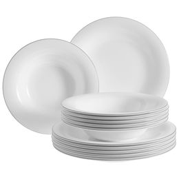 Villeroy & Boch Villeroy & Boch Tafelservice Grey Lines, Grau, Wei&szlig;, Keramik, 12-teilig, Essen & Trinken, Geschirr, Geschirr-Sets, Tafelservice