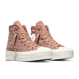 Sneaker Converse "CHUCK TAYLOR ALL STAR LIFT PLATFORM CROCHET", Herren, Gr. 40, dried earth, dried earth, vintage wei&szlig;, Synthetik, Schuhe Sneaker, f&uuml;r sportlichen Look im Alltag, sportlicher Stil, mit Schn&uuml;rung