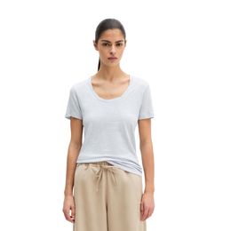 Marc O'Polo T-Shirt MARC O'POLO "aus reiner Baumwolle", Damen, Gr. L, airy blau, Obermaterial: 100% Baumwolle, unifarben, Basic, regular fit, tiefer Rundhals, normaler Saum, Shirts T-Shirt