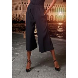 Culotte Lascana, Damen, Gr. 32/34, N-Gr, schwarz, Obermaterial: 95% Polyester, 5% Elasthan, unifarben, Basic, Hosen Culotte, in weiter Form mit Plisseefalten
