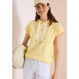 Kapuzenshirt Cecil, Damen, Gr. L (42), buttermilk gelb, Web, 48% Baumwolle, 48% Modal, 4% Elasthan, unifarben, comfort fit normal, ohne Ausschnitt, B&uuml;ndchen, Shirts Kapuzenshirt, mit Kapuze mit Tunnelzugband