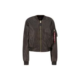 Bomberjacke Alpha Industries "MA-1 FL Vintage W", Damen, Gr. L, braun (vintage braun), Obermaterial: 100% Polyurethan, Futter: 100% Nylon, F&uuml;llung: 100% Polyester, Jacken Bomberjacke
