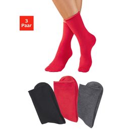 H.I.S. Basicsocken H.I.S, Damen, Gr. 35-38, 1x schwarz, 1x rot, 1x anthrazit, Viskose, unifarben, elastisch, Socken, mit extra weicher Viskose
