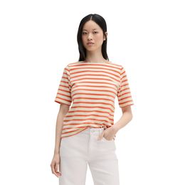 Marc O'Polo T-Shirt MARC O'POLO "aus weichem Jersey", Damen, Gr. S, schwarz orange, Obermaterial: 100% Baumwolle, gestreift, Basic, regular fit, normaler Saum, Shirts T-Shirt