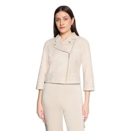 Jackenblazer Betty Barclay "Damen mit Rei&szlig;verschluss", Damen, Gr. 36, grau beige, Samt, Obermaterial: 92% Polyester, 8% Elasthan, sehr schmal normal, Blazer