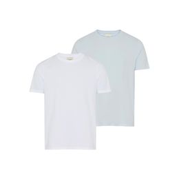 T-Shirt Calvin Klein "2 Pack SS STRETCH COTTON SLIM TEE", Herren, Gr. L, hellwei&szlig;, plein air, Single Jersey, Obermaterial: 95% Baumwolle, 5% Elasthan, slim fit normal, Rundhals, eingesetzt abgesteppte Kante, Shirts T-Shirt, Rundhalsausschnitt, slim fit