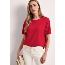 T-Shirt Street One, Damen, Gr. 34, salsa rot, Stoff, 95% Viskose, 5% Elasthan, unifarben, comfort fit normal, Rundhals, normaler Saum, Shirts T-Shirt, mit Rundhalsausschnitt