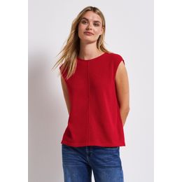 T-Shirt Street One, Damen, Gr. 34, rot (glory rot), Web, 70% Baumwolle, 30% Polyester, unifarben, normal normal, Rundhals, B&uuml;ndchen, Shirts T-Shirt, im soften Baumwoll-Mix
