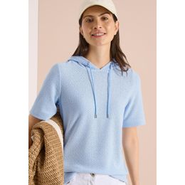 Kapuzenshirt Cecil, Damen, Gr. L (42), blau (fresh water blau), Stoff, 62% Viskose, 38% Polyester, unifarben, comfort fit normal, ohne Ausschnitt, normaler Saum, Shirts Kapuzenshirt, mit Kapuze mit Tunnelzugband