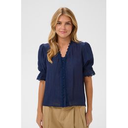 Kurzarmbluse Saint Tropez "KristelSZ Shirt", Damen, Gr. S, ombre blau, Web, Obermaterial: 80% Viskose, 20% Polyacryl, unifarben, normal, V-Ausschnitt, Blusen
