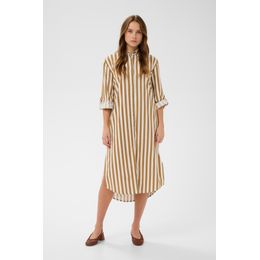 Hemdblusenkleid Saint Tropez "ZalindaSZ Shirt Dress", Damen, Gr. L, N-Gr, tiger's eye ice stripe, Web, Obermaterial: 100% Baumwolle, gestreift, ca. Mitte Wade, mit Aufschlag, Kleider