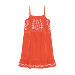 Minikleid RAFFYA "Eina Ladder Insert Embroidered Dress M&auml;dchen", M&auml;dchen, Gr. 104, orange, 100% Baumwolle, Kleider Minikleid