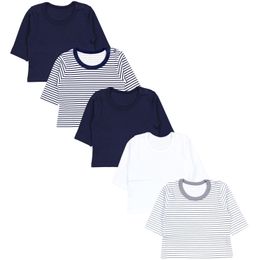 Langarmshirt TUPTAM "Shirt Baby Jungen Langarmshirt 5er Pack", M&auml;dchen, Gr. 80, blau (blau grau streifen uni mix), Obermaterial: 100% Baumwolle CO., Shirts Langarmshirt