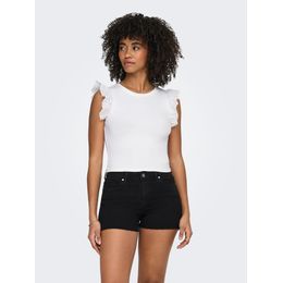 R&uuml;schentop Only "ONLMATHILDA S/L LACE DETAIL TOP JRS NOOS", Damen, Gr. L, wei&szlig; (cloud dancer), Jersey, Obermaterial: 95% Baumwolle, 5% Elasthan, unifarben, regular fit kurz, Rundhals, R&uuml;schen, Tops R&uuml;schentop, Baumwollmischung, regular fit, Rundhals